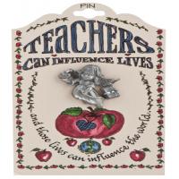 lapel-pins Teacher Angel Pin on Card. Mini chalkboard design with apple ...